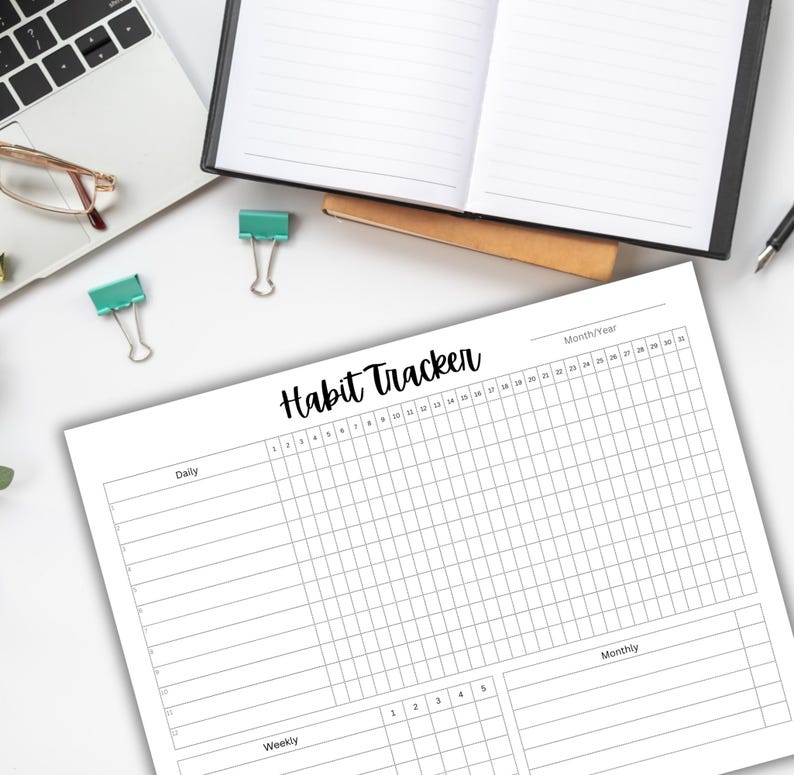Habit Tracker Printable Daily Goal Planner Digital Download Weekly ...