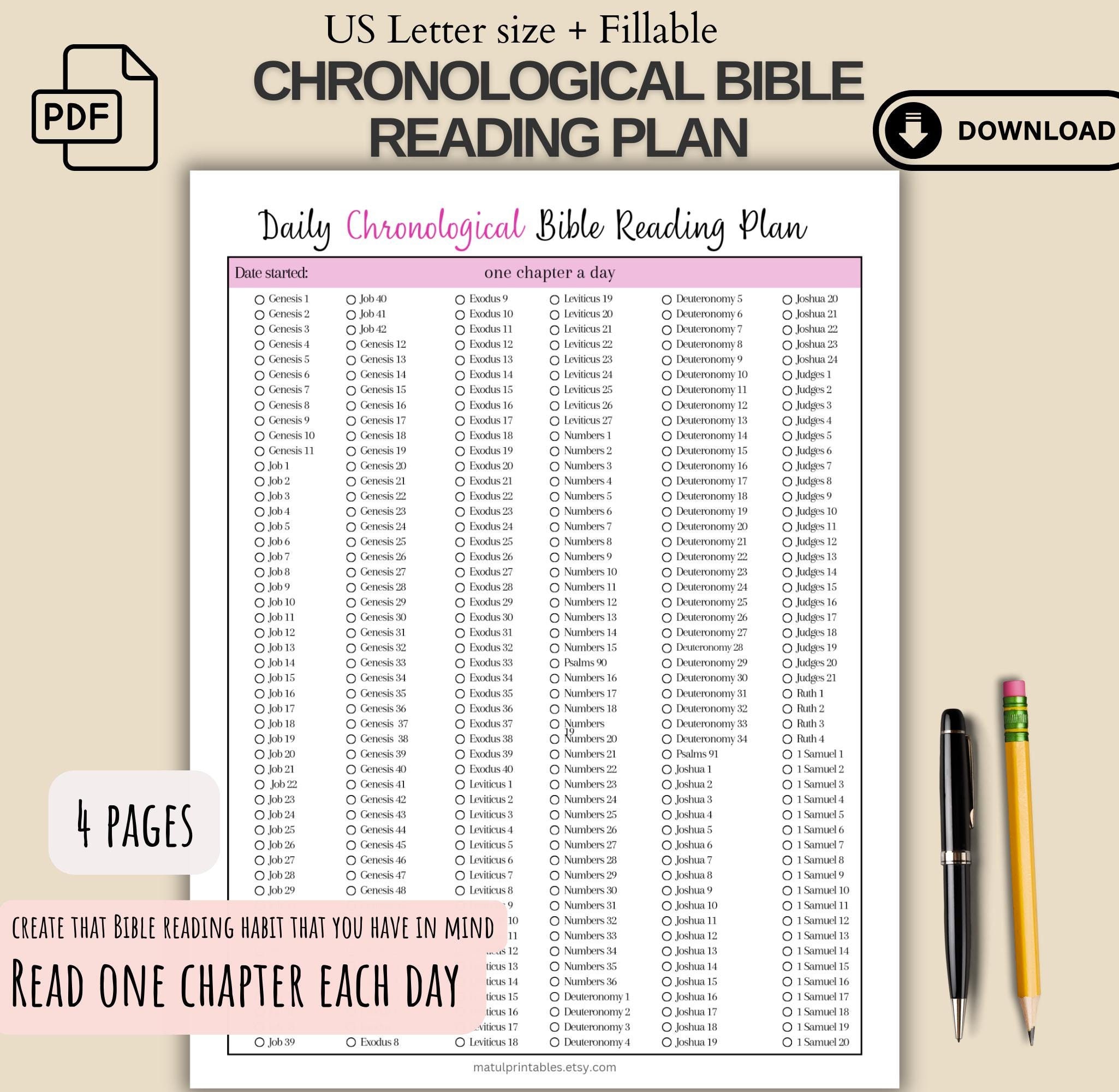 Chronological Order Bible Reading Plan Printable Bible Study Guide ...