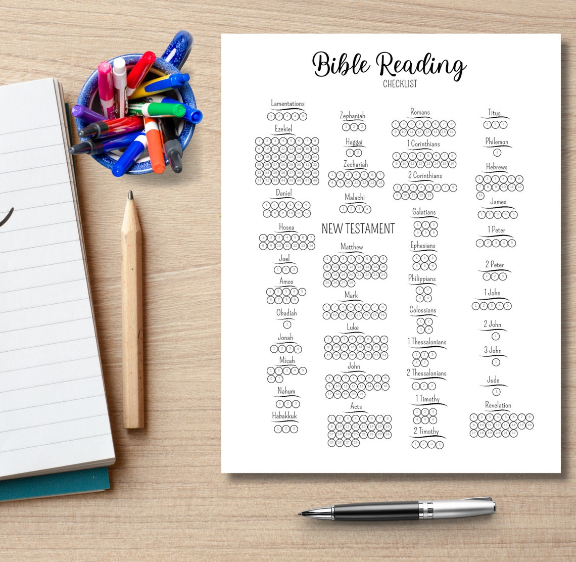 Bible Reading Checklist Tracker Daily Bible Reading Plan One Chapter ...