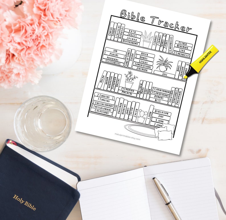 Books of the Bible Reading Tracker Bible Coloring Checklist Page Bible ...