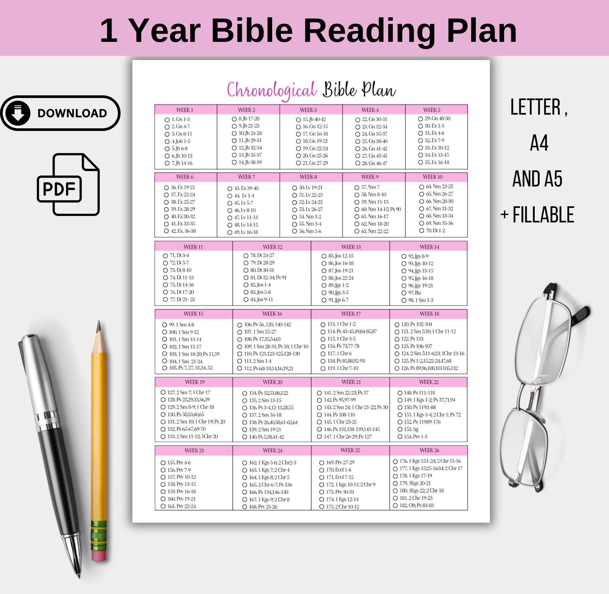 Chronological Order Bible Reading Plan 365 Days Reading Challenge Bible ...