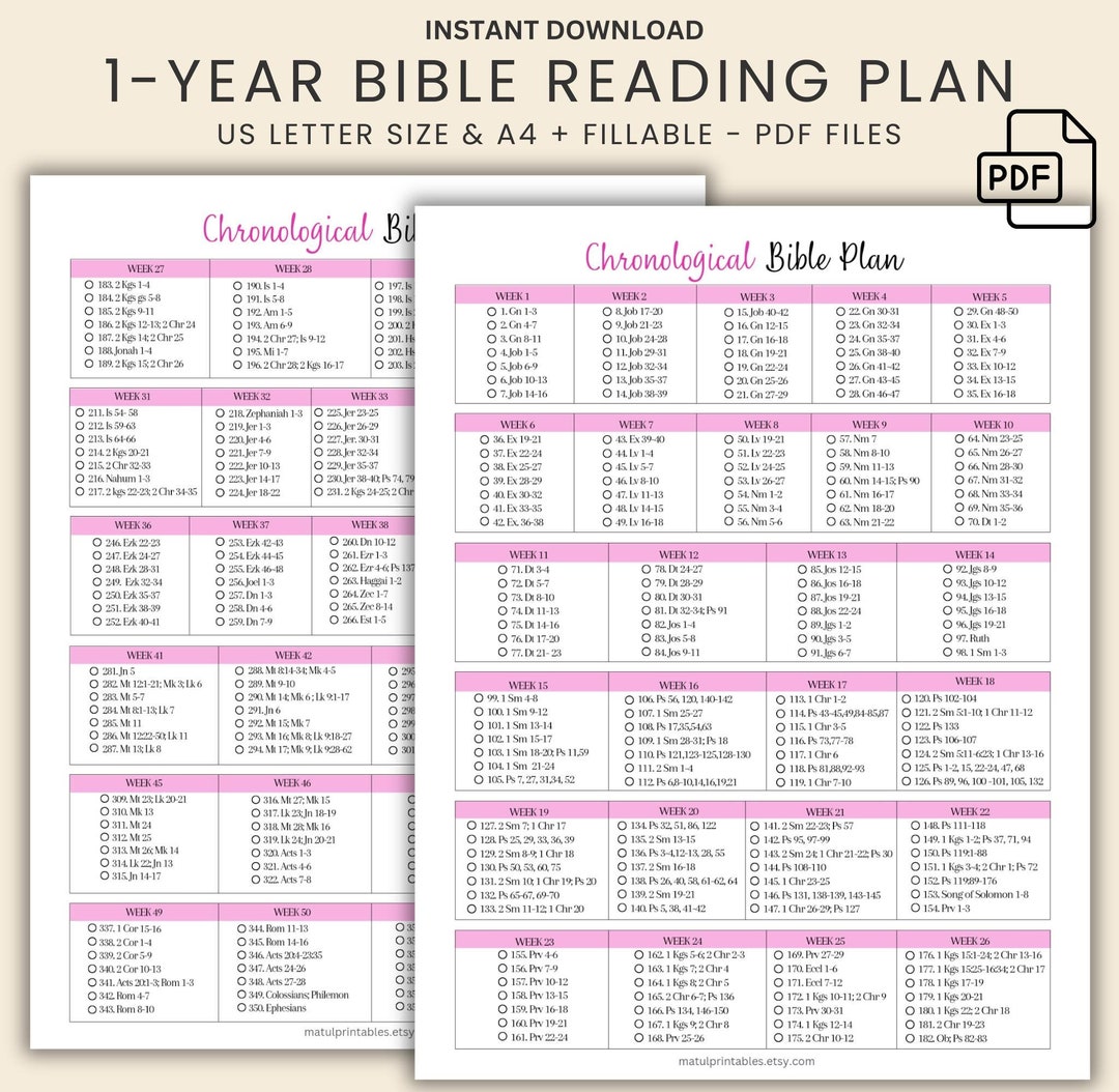 Chronological Order Bible Reading Plan 365 Days Reading Challenge Bible ...