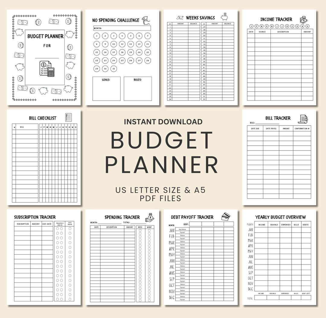 Monthly Budget Planner Expense Tracker Monthly Spending Log Finance ...