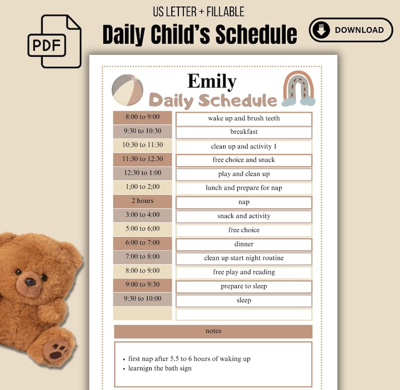 Personalize Child Daily Routine Template Homeschool Schedule for Mom ...