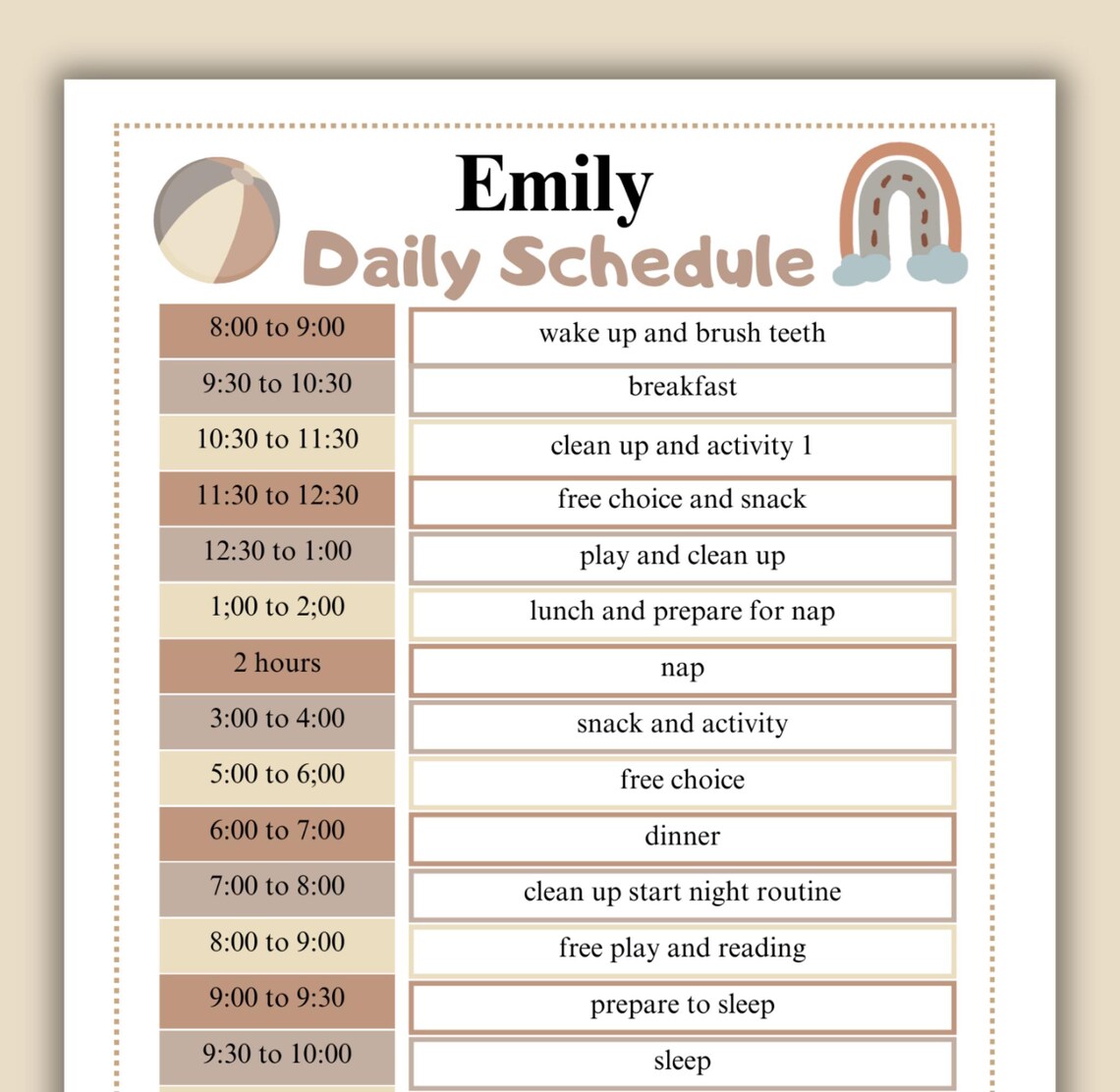 Personalize Child Daily Routine Template Homeschool Schedule for Mom ...