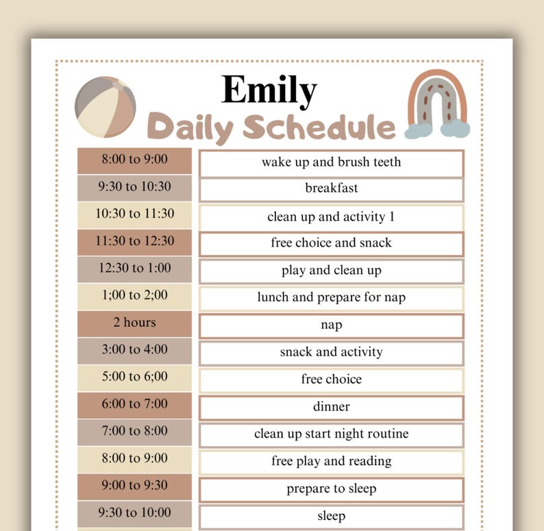 Personalize Child Daily Routine Template Homeschool Schedule for Mom ...