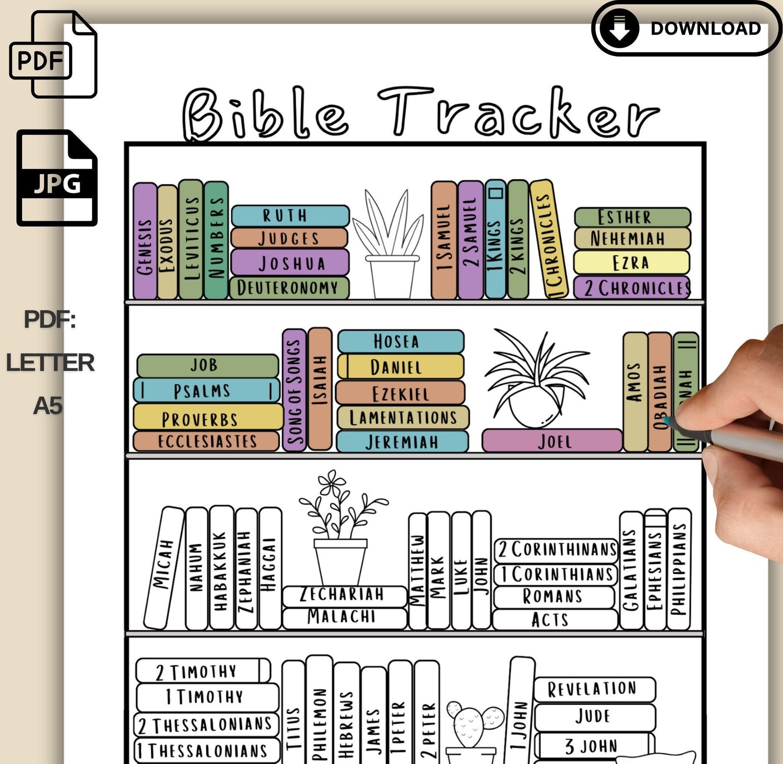 Books of the Bible Reading Tracker Bible Coloring Checklist Page Bible ...
