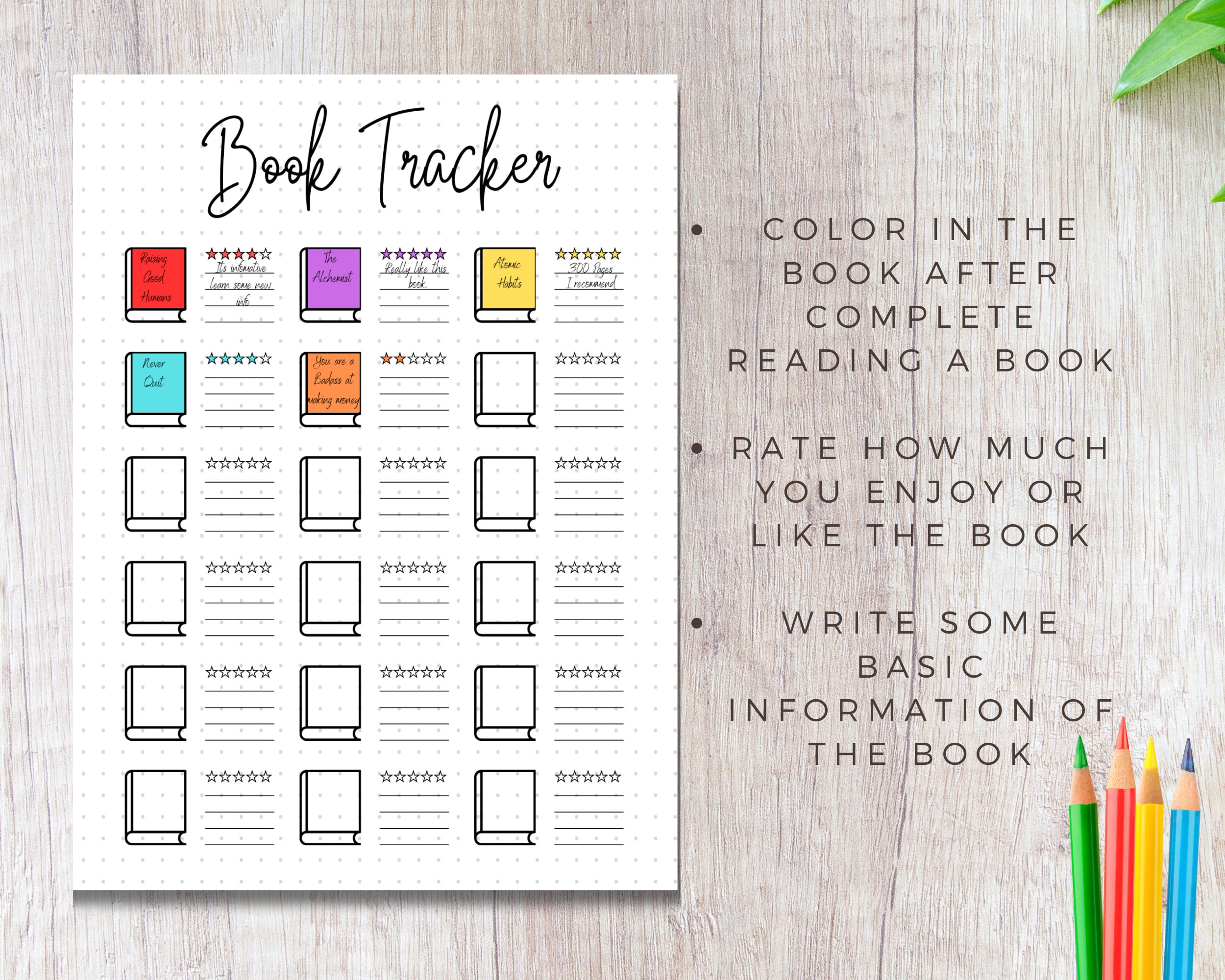 Book Tracker Printable for Readers Letter Size Reading Log for Journal ...