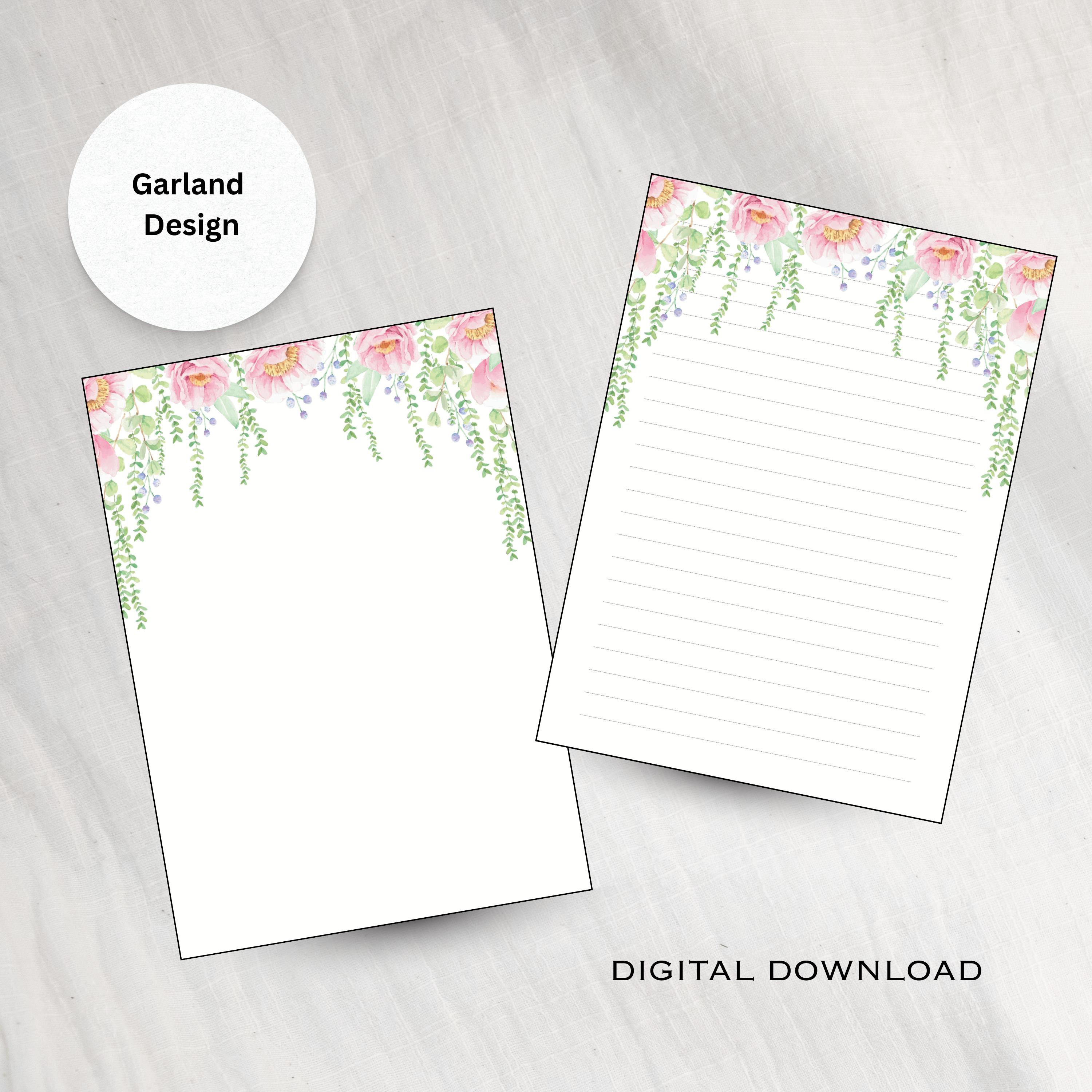 Summer Flower Writing Paper Set: Lined & Unlined (digital Download) - Etsy