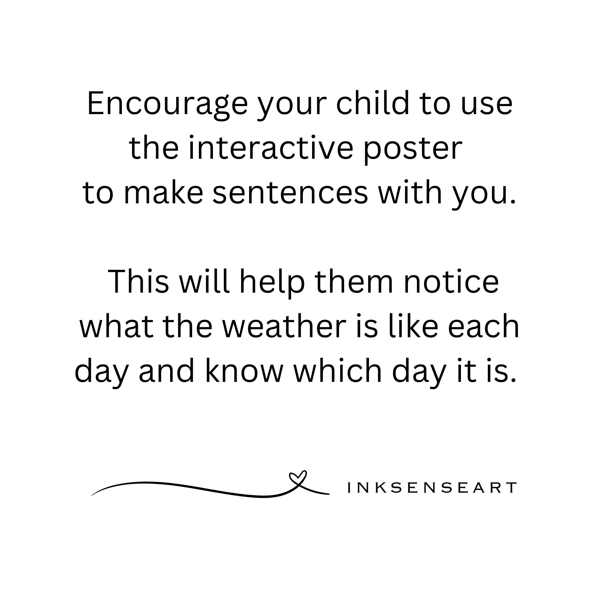 Days of the Week Poster Weather Interaction Art Children's Wall Art ...