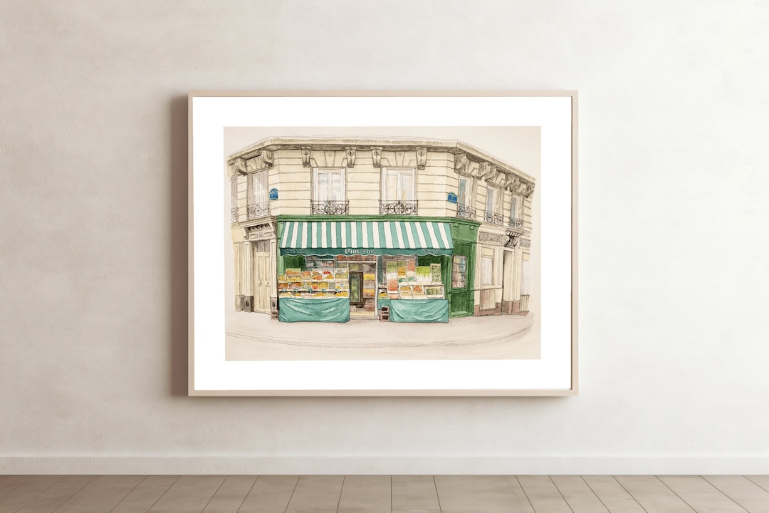 Watercolour Painting Grocers Paris, France. Shop Front Painting ...