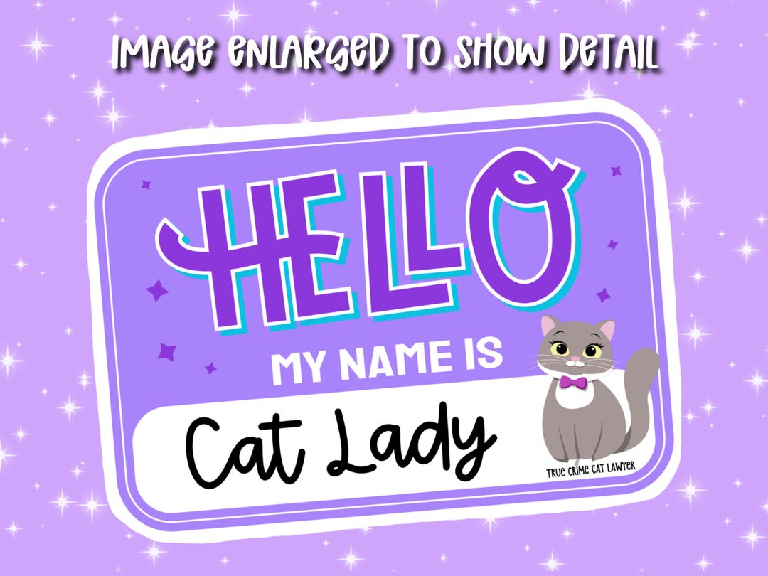 Hello My Name is Cat Lady Name Tag Sticker - Etsy