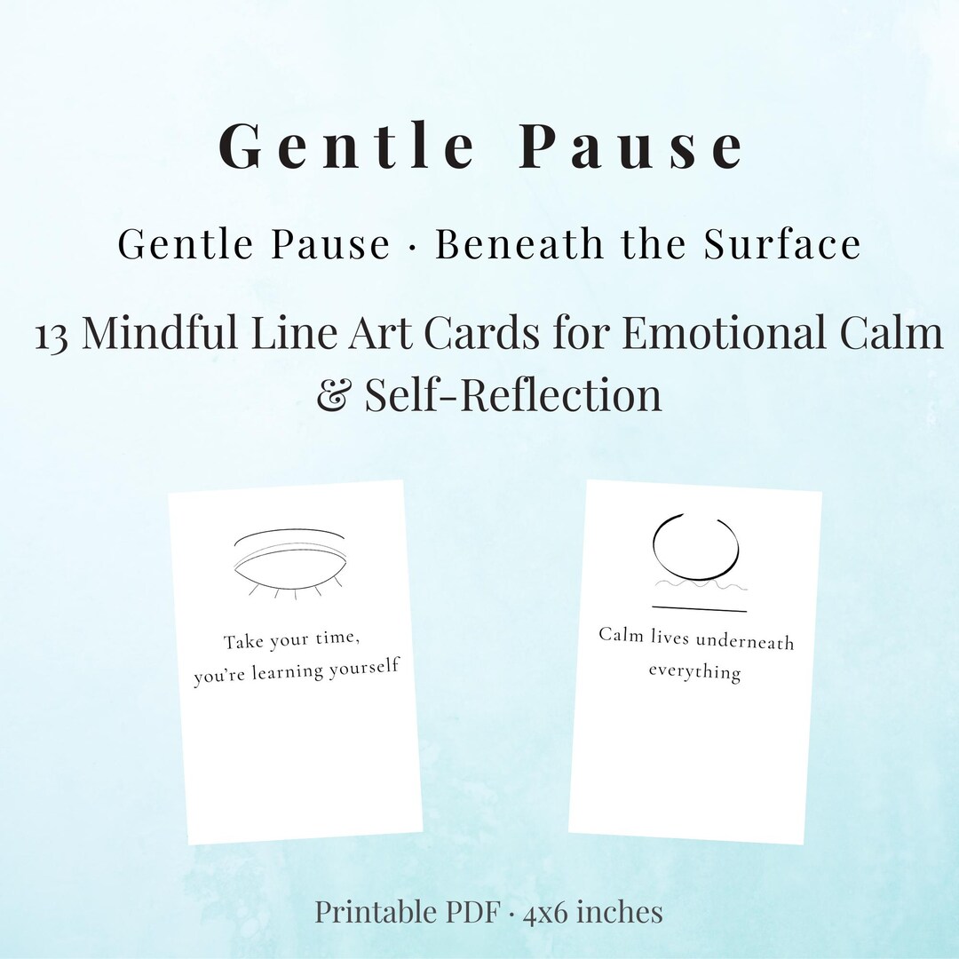 Gentle Pause – 12 Mindful Line Art Cards for Emotional Calm & Self ...