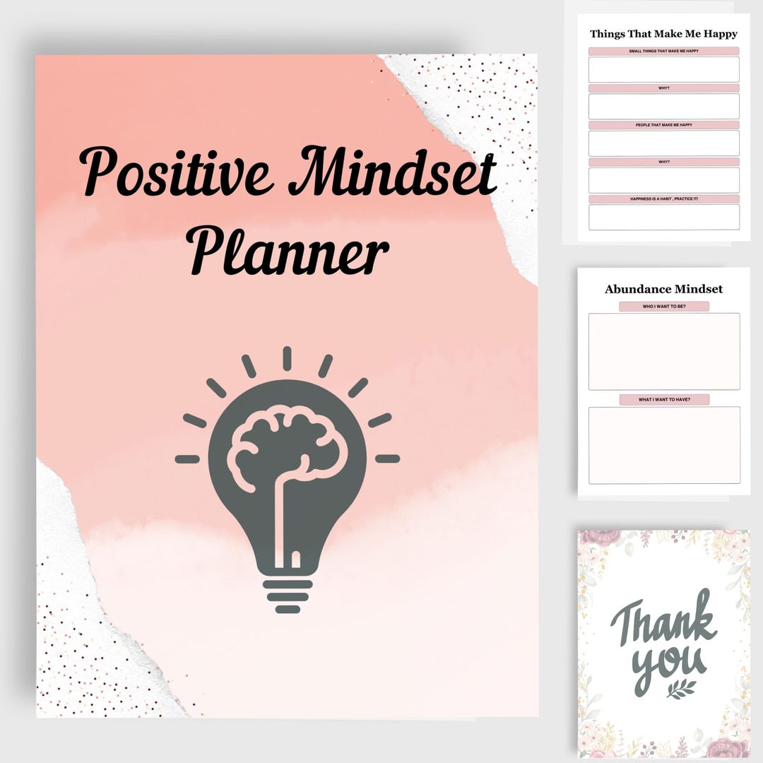 Editable Positive Mindset Planner | Digital Self-care Journal | Boost ...