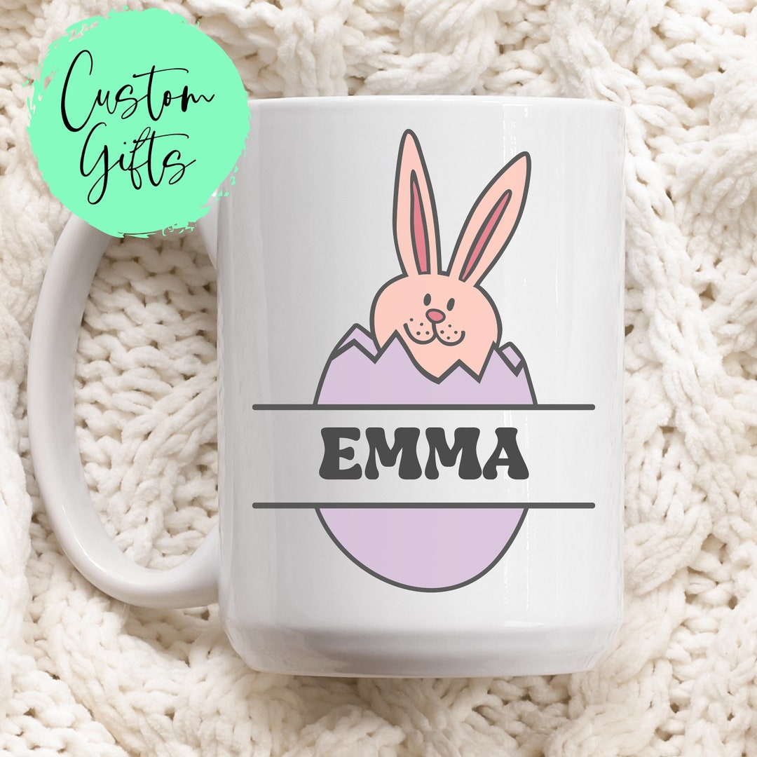 Easter Egg With Name Mug, Personalized Easter Egg Mug, Monogram Name ...