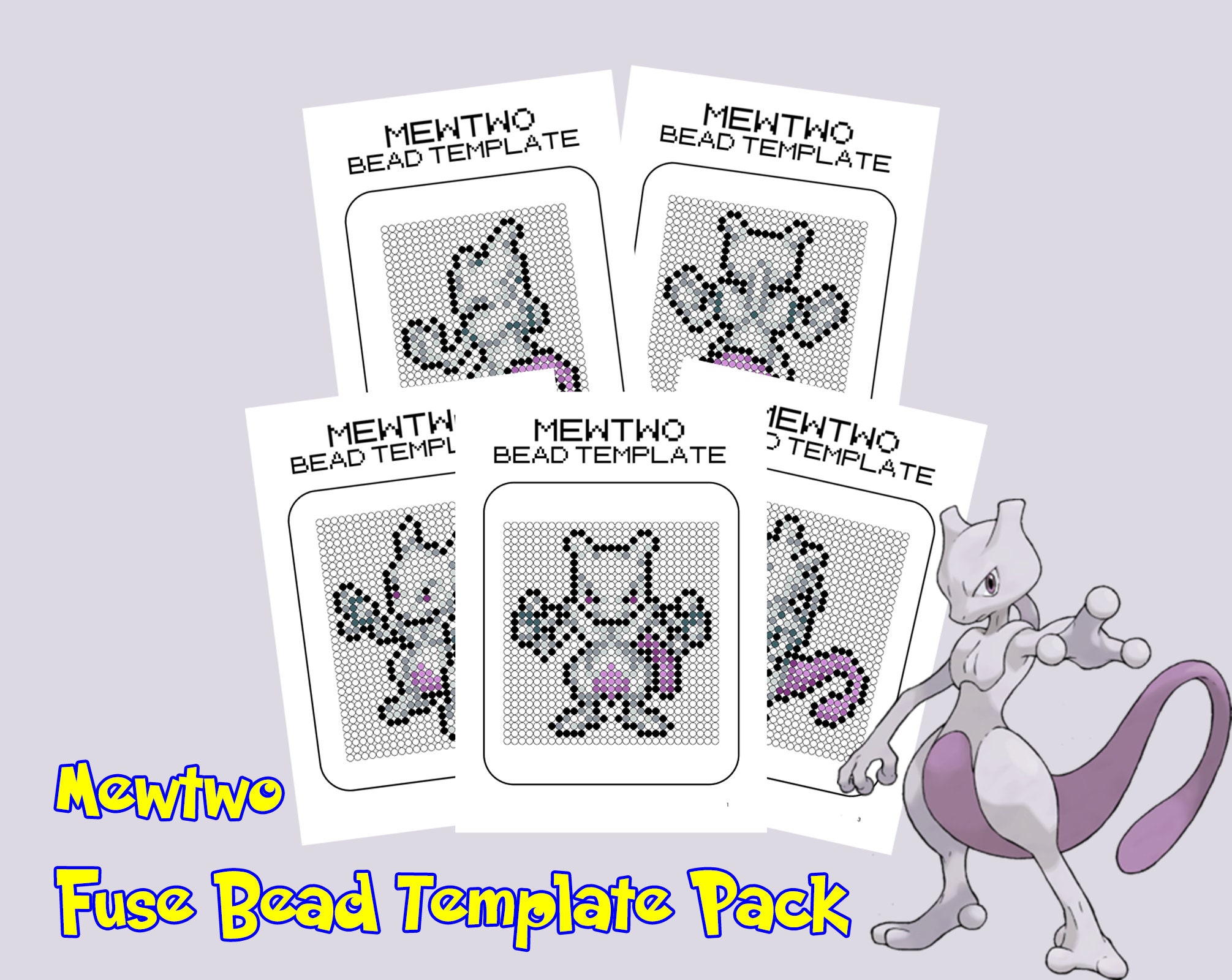 Mewtwo Printable Fuse Bead Pattern - Etsy