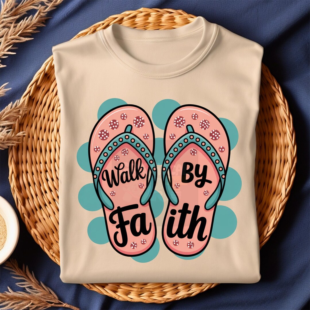 Walk by Faith Flip Flop PNG | Summer Bible Verse Tshirt Design ...
