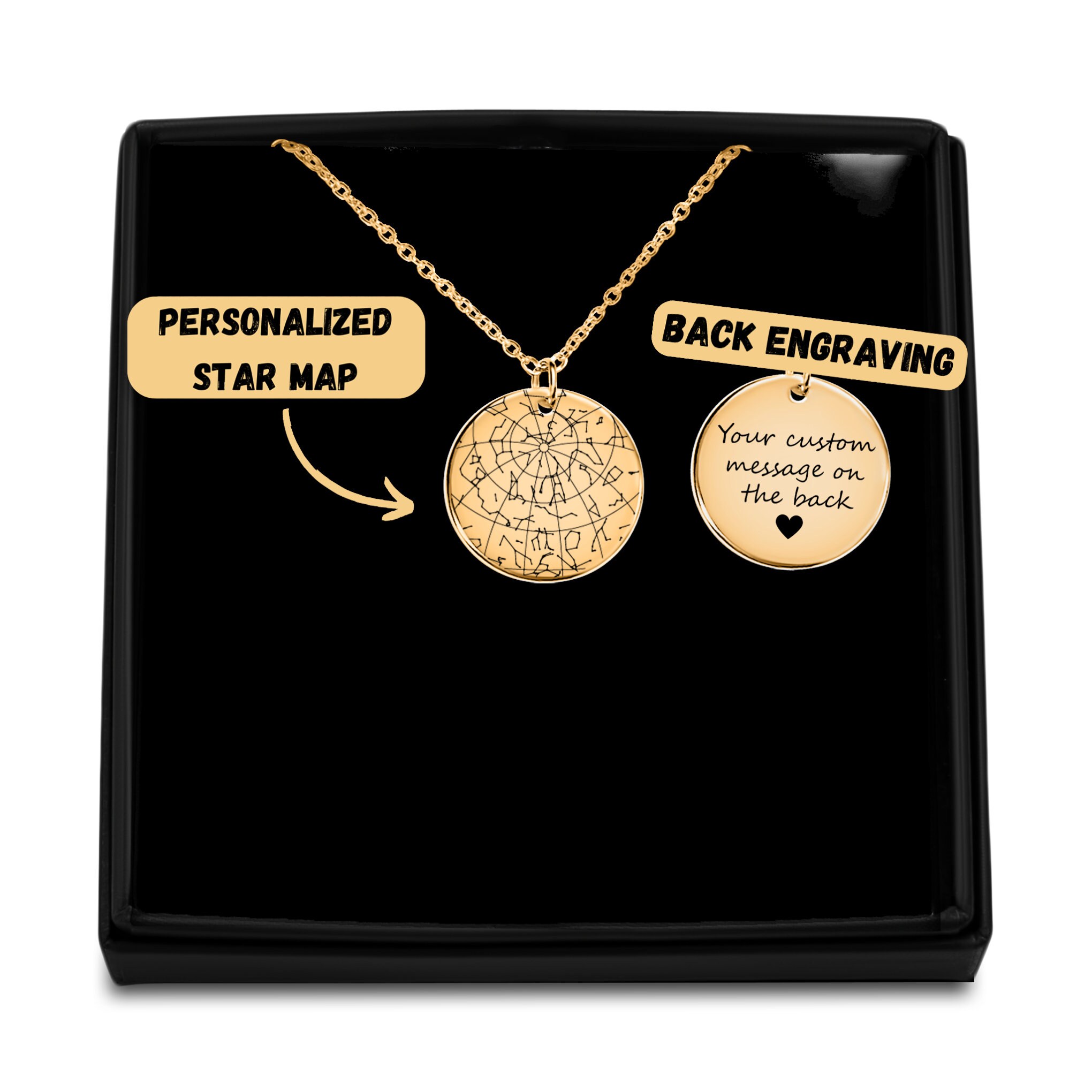Custom Star Map Necklace Personalized Engraved Necklace Jewelry ...