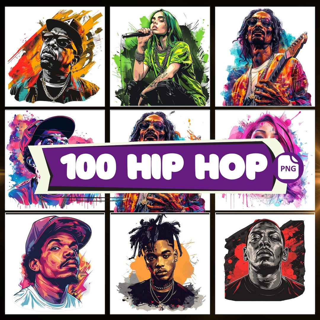 100 Hip Hop PNG Bundle, Rapper Clipart Pack-urban Street Art Portraits ...