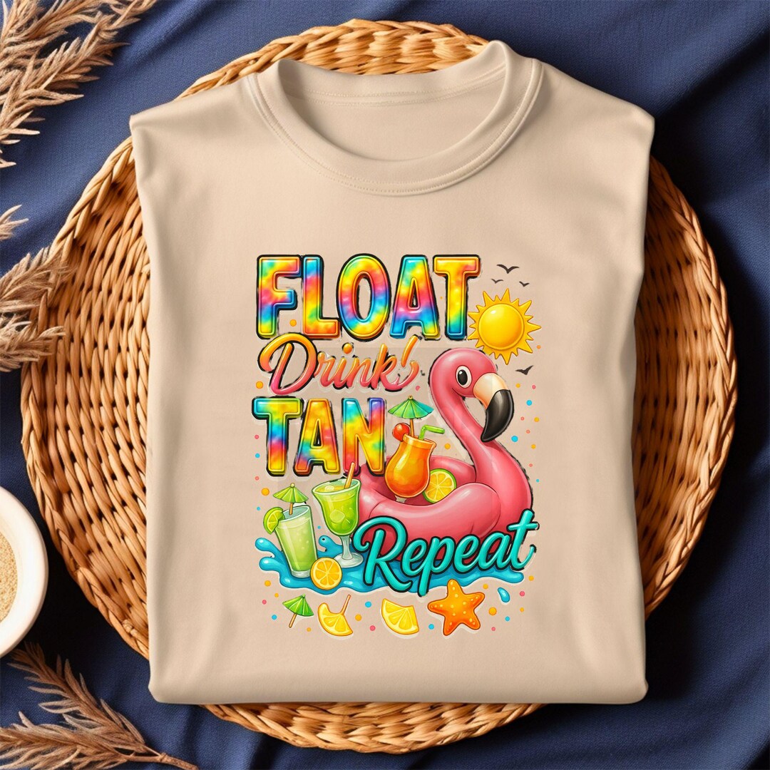 Float Drink Tan Repeat PNG | Flamingo Pool Party T-shirt Design ...