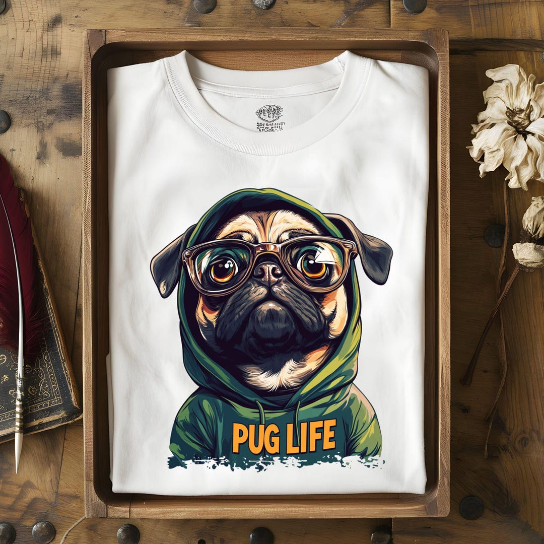 Pug Life PNG, Dog T-shirt Digital Design, Dog PNG, Cool Pug PNG, Pug ...