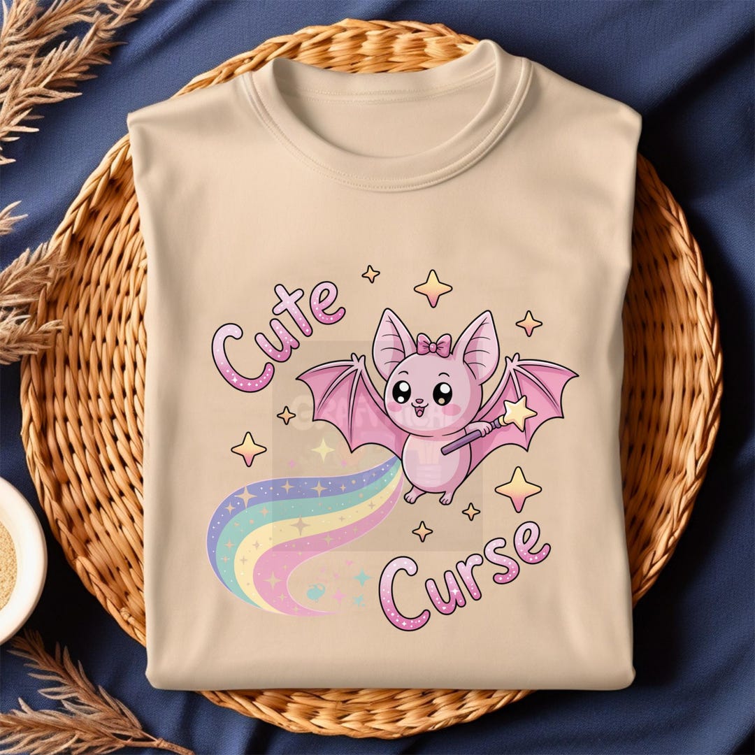 Cute Curse Halloween PNG | Pink Bat Sublimation Design | Pastel Spooky ...