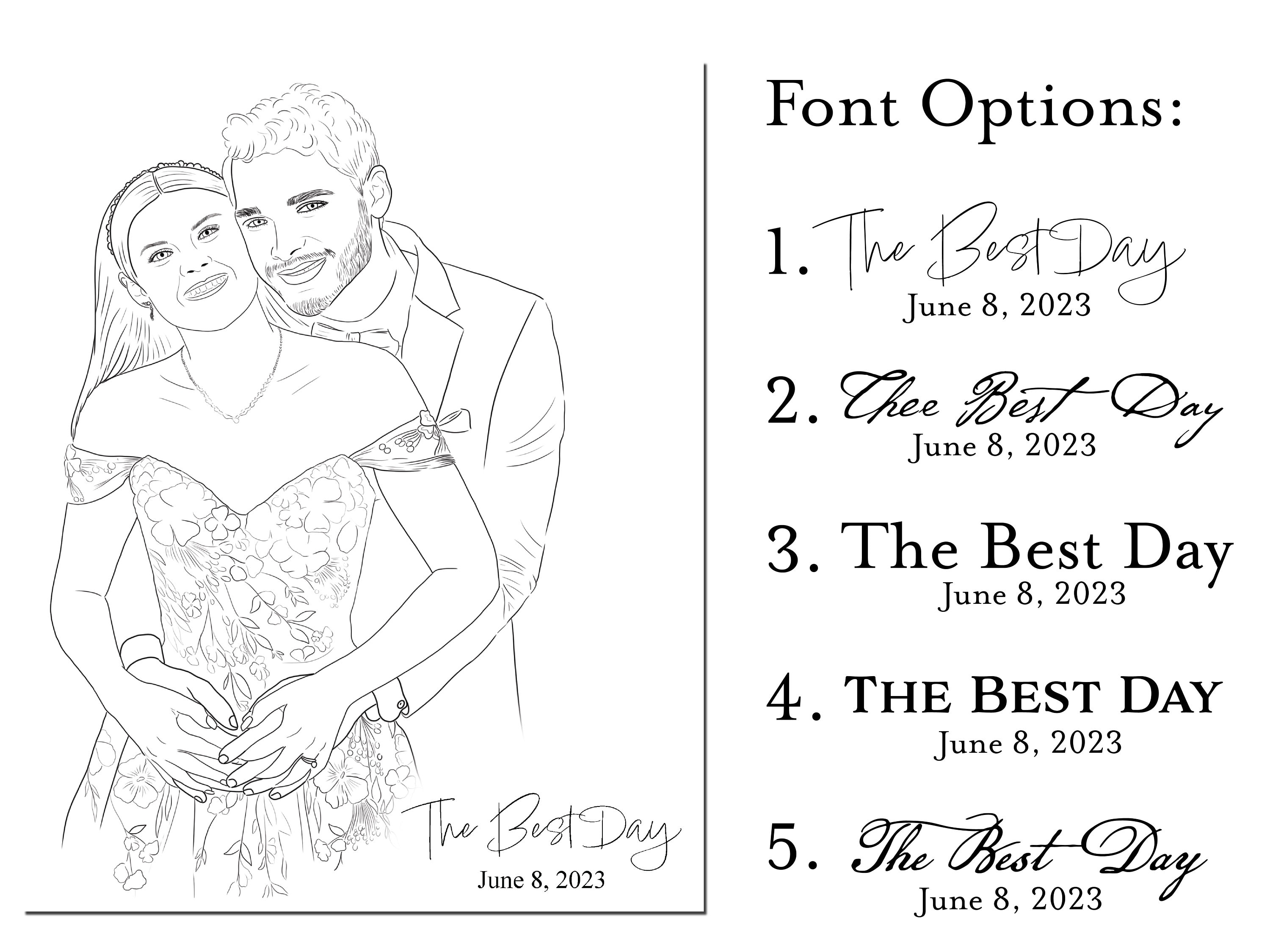 Custom Line Art Wedding Illustration - Etsy