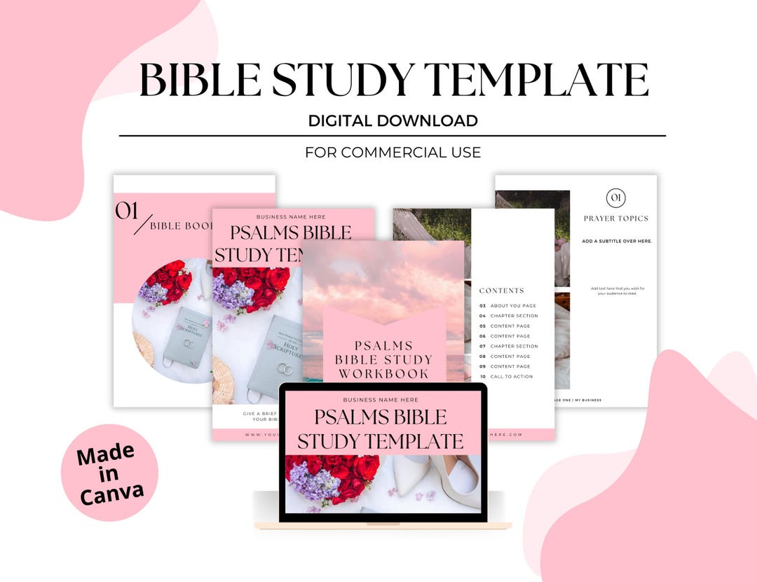 Psalms Bible Book Template, Printable Bible Study Guide, Digital Bible ...