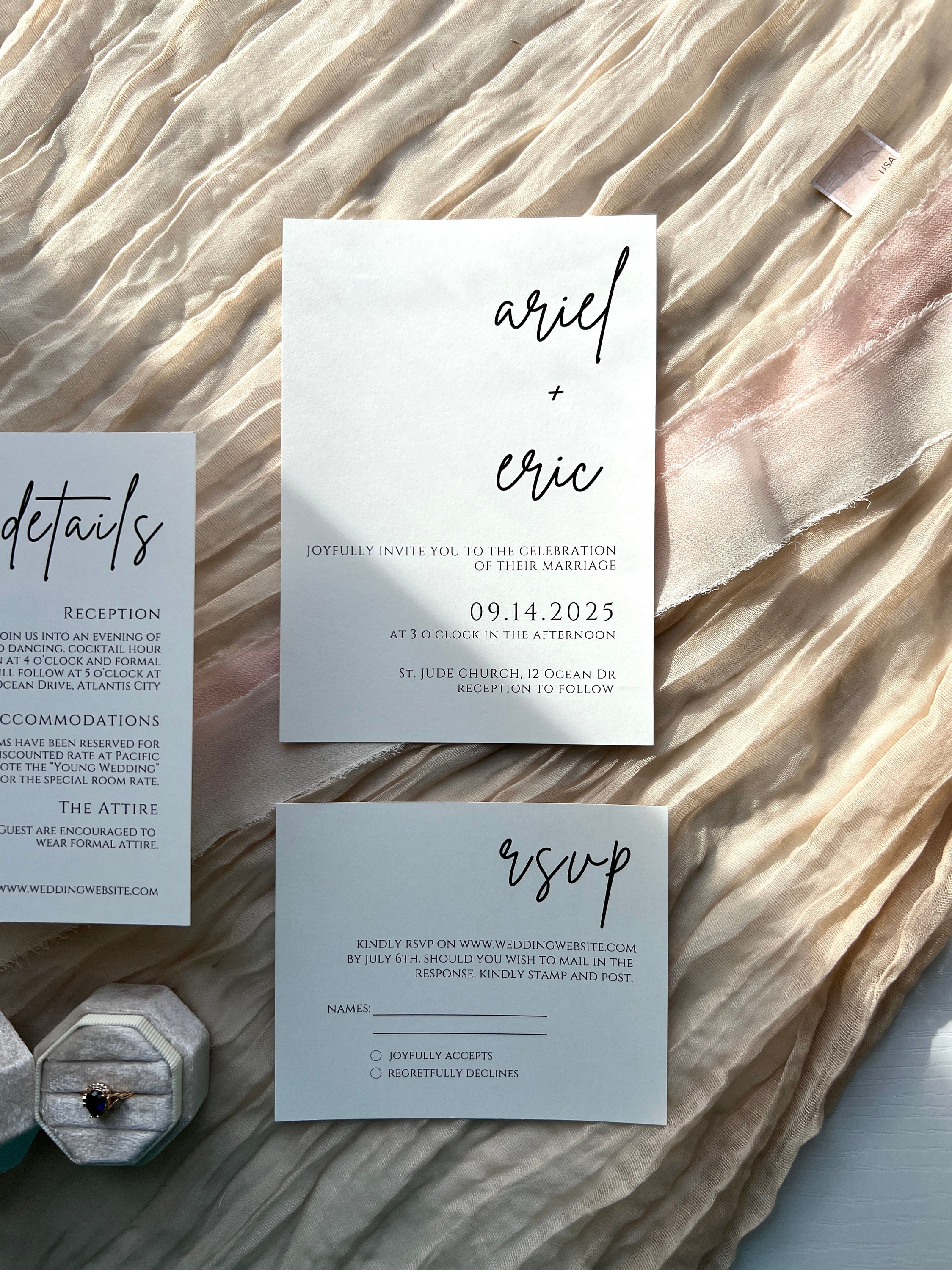 Editable Simple Wedding Invitation Set on Canva - Etsy