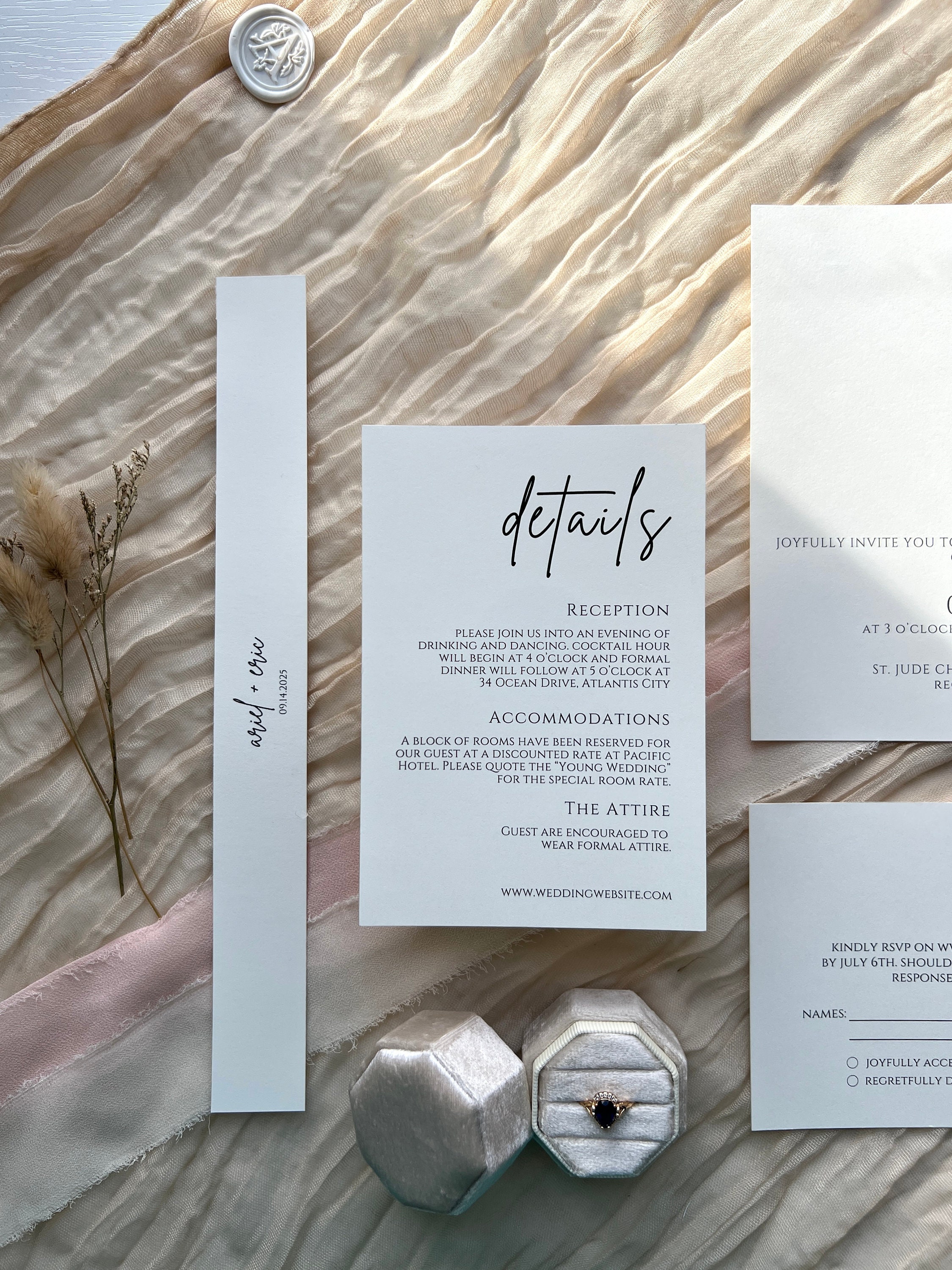 Editable Simple Wedding Invitation Set on Canva - Etsy