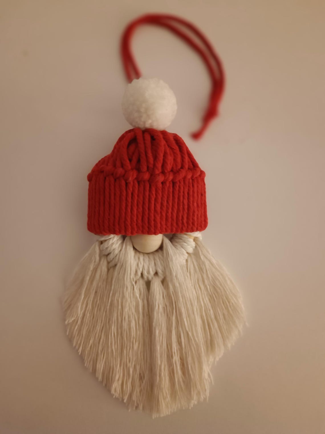 Macrame Santa Claus Christmas Ornament With Wooden Hoop. Unique and ...