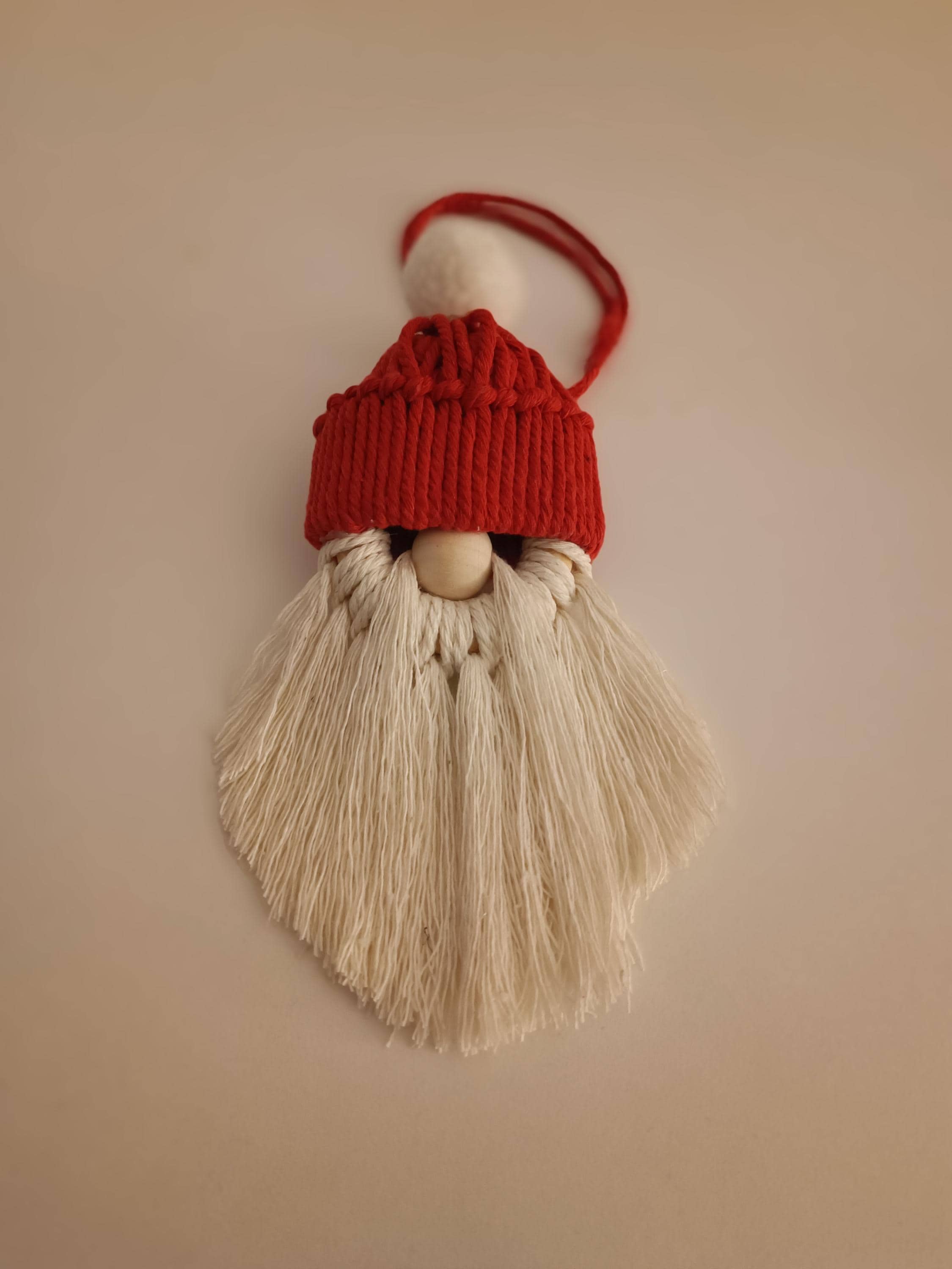 Macrame Santa Claus Christmas Ornament With Wooden Hoop. Unique and ...