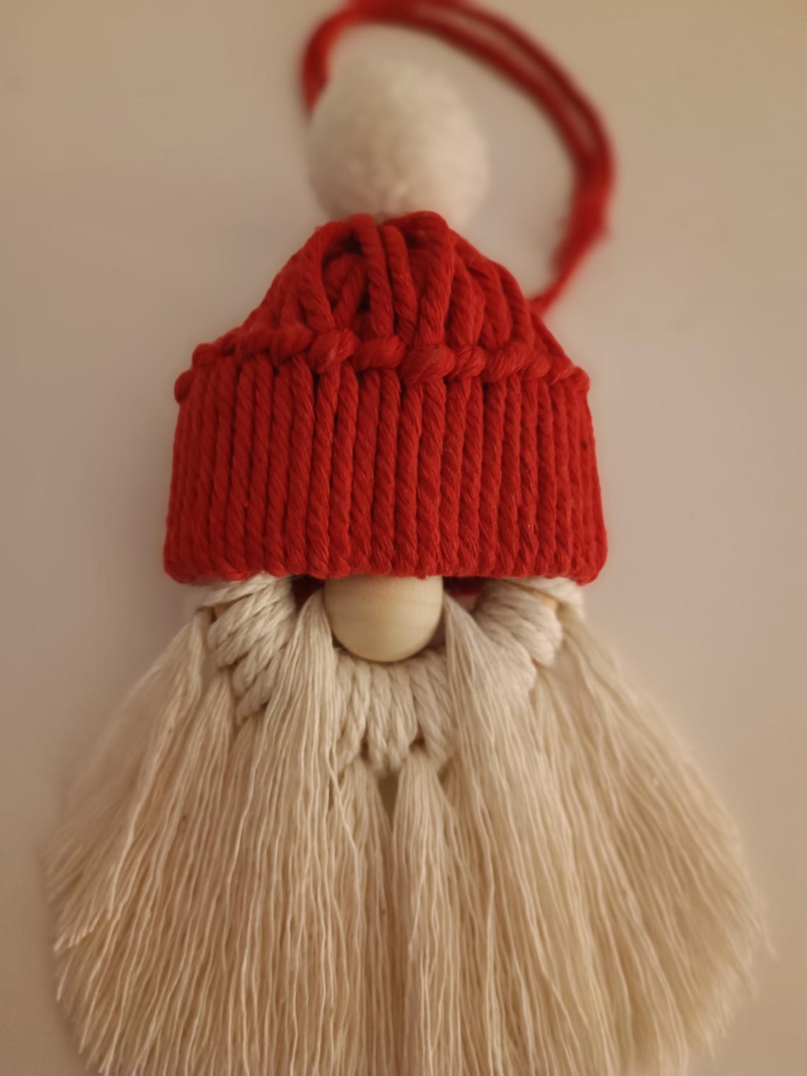 Macrame Santa Claus Christmas Ornament With Wooden Hoop. Unique and ...
