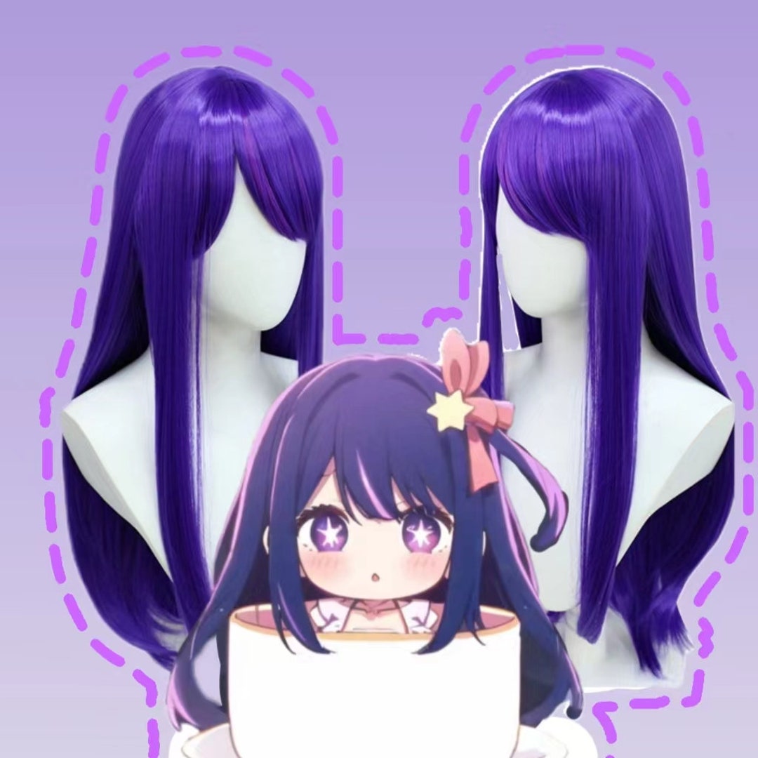 Purple Cosplay Ponytail Wig Bangs Long Straight Anime Hoshino Ai Wig ...