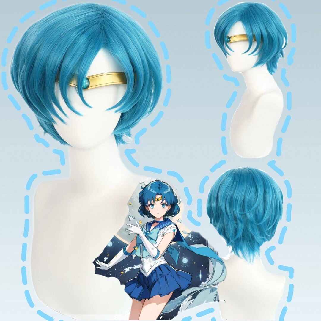 Sailor Moon Mercury Mizuno Ami Cosplay Wig, Blue Short Wig. - Etsy