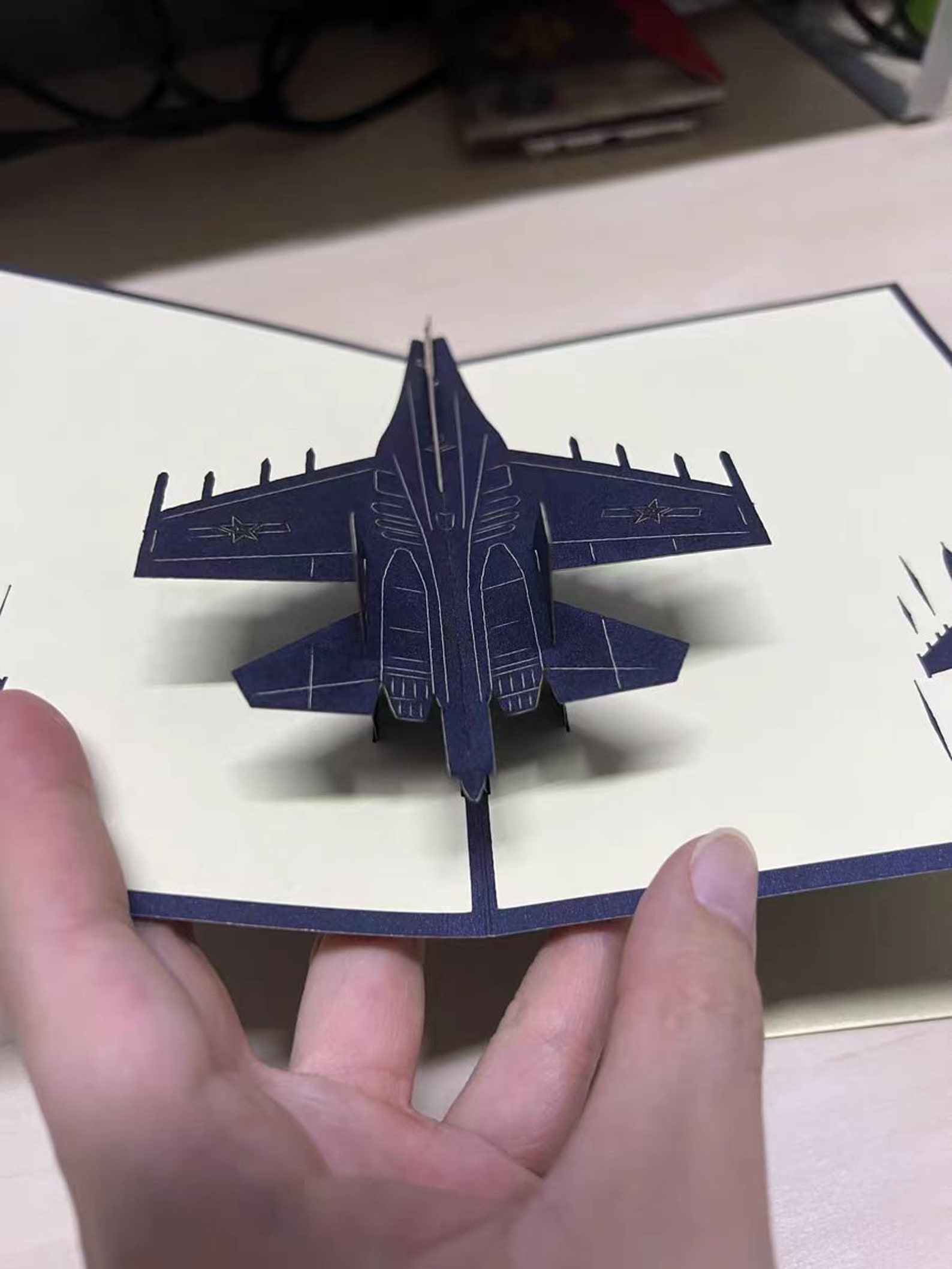 3D Fighter Jet Birthday Card Handmade Foldable Exquisite Handwritten ...