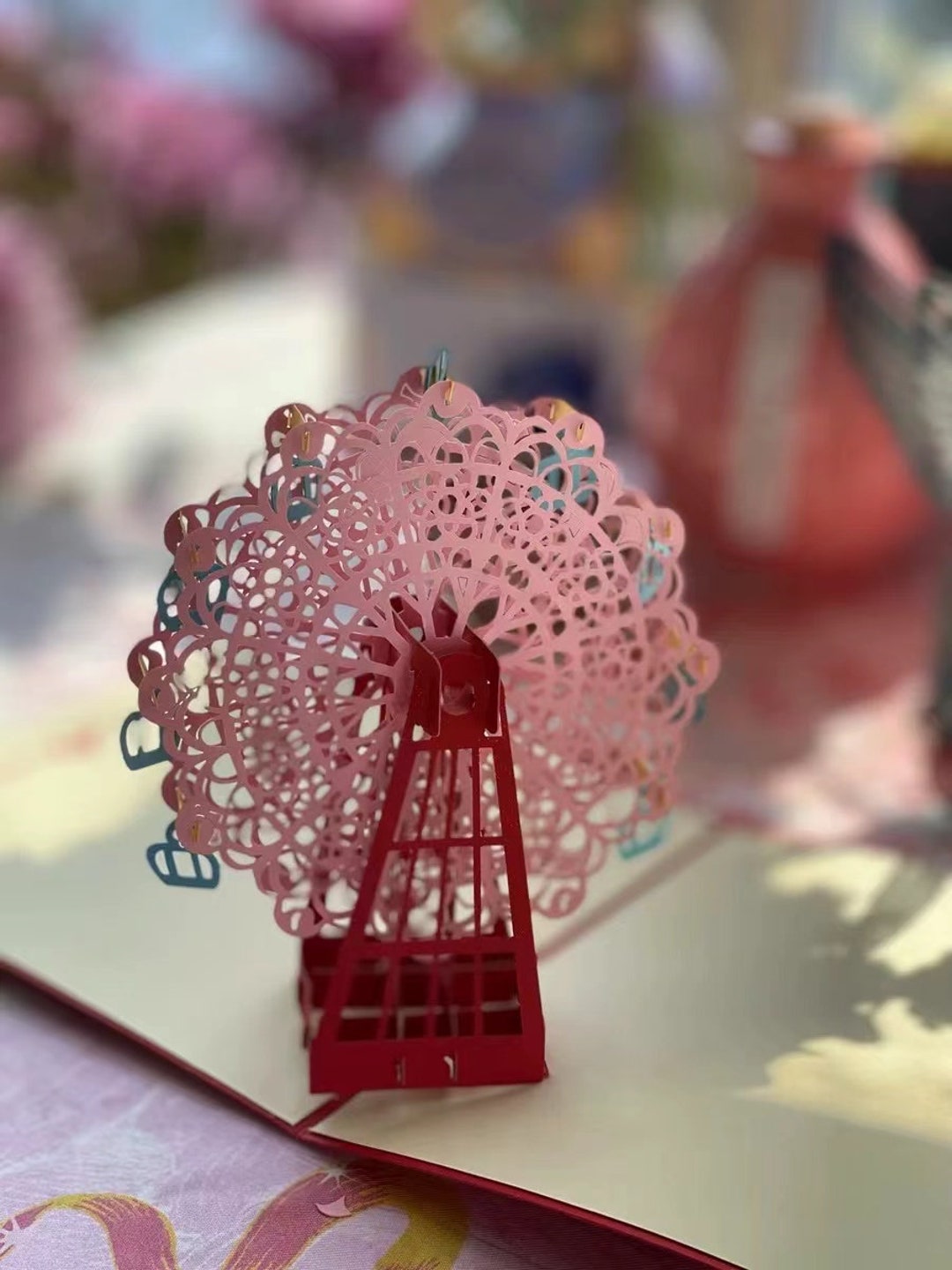 3D Ferris Wheel Birthday Card, Foldable Exquisite Handwritten Card, Pop ...