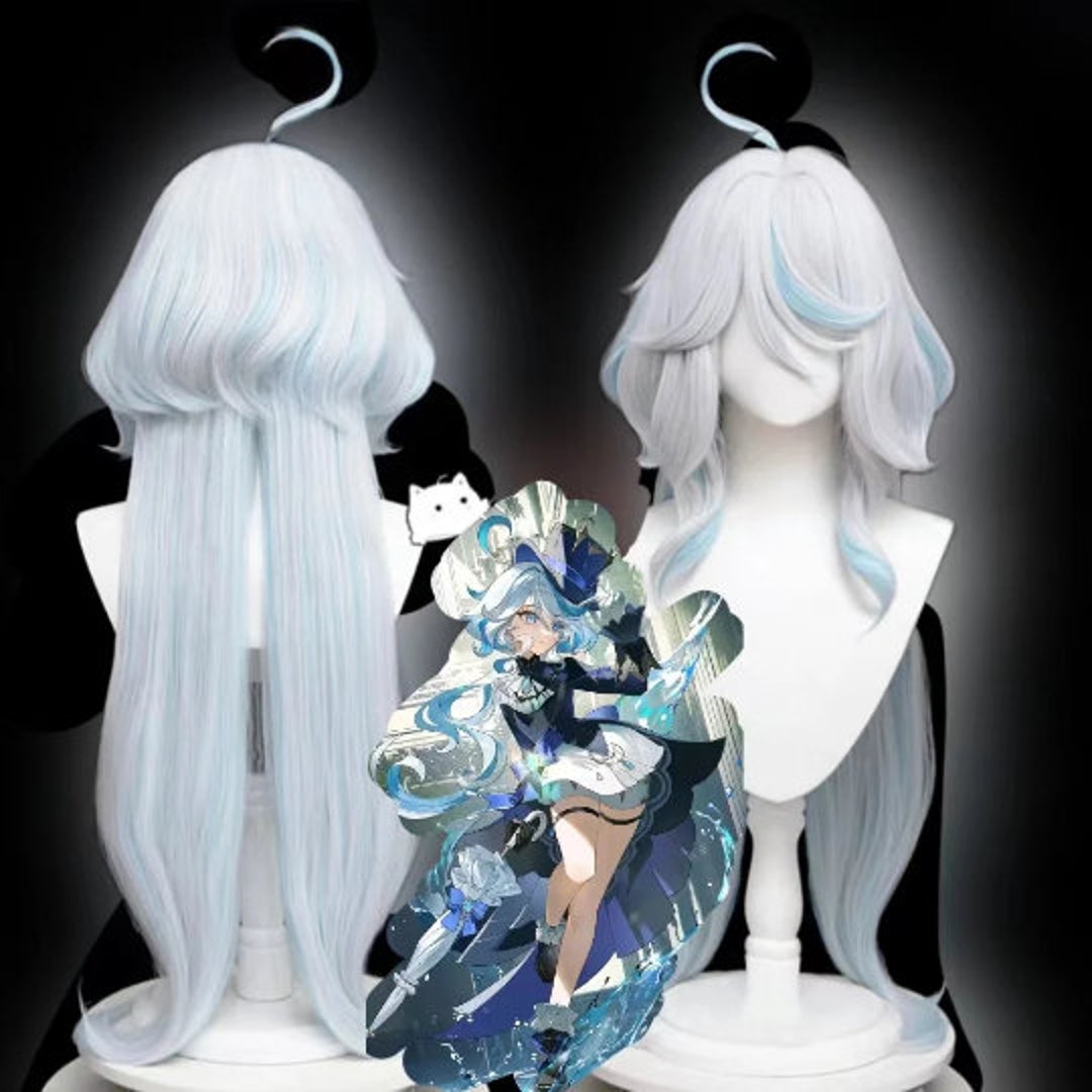 White and Blue Cute Jellyfish Wig Dress up Wig Gothic Wig Long Straight ...