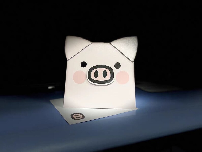 Pink Pig Birthday Card Handmade Foldable Exquisite Handwritten Card ...