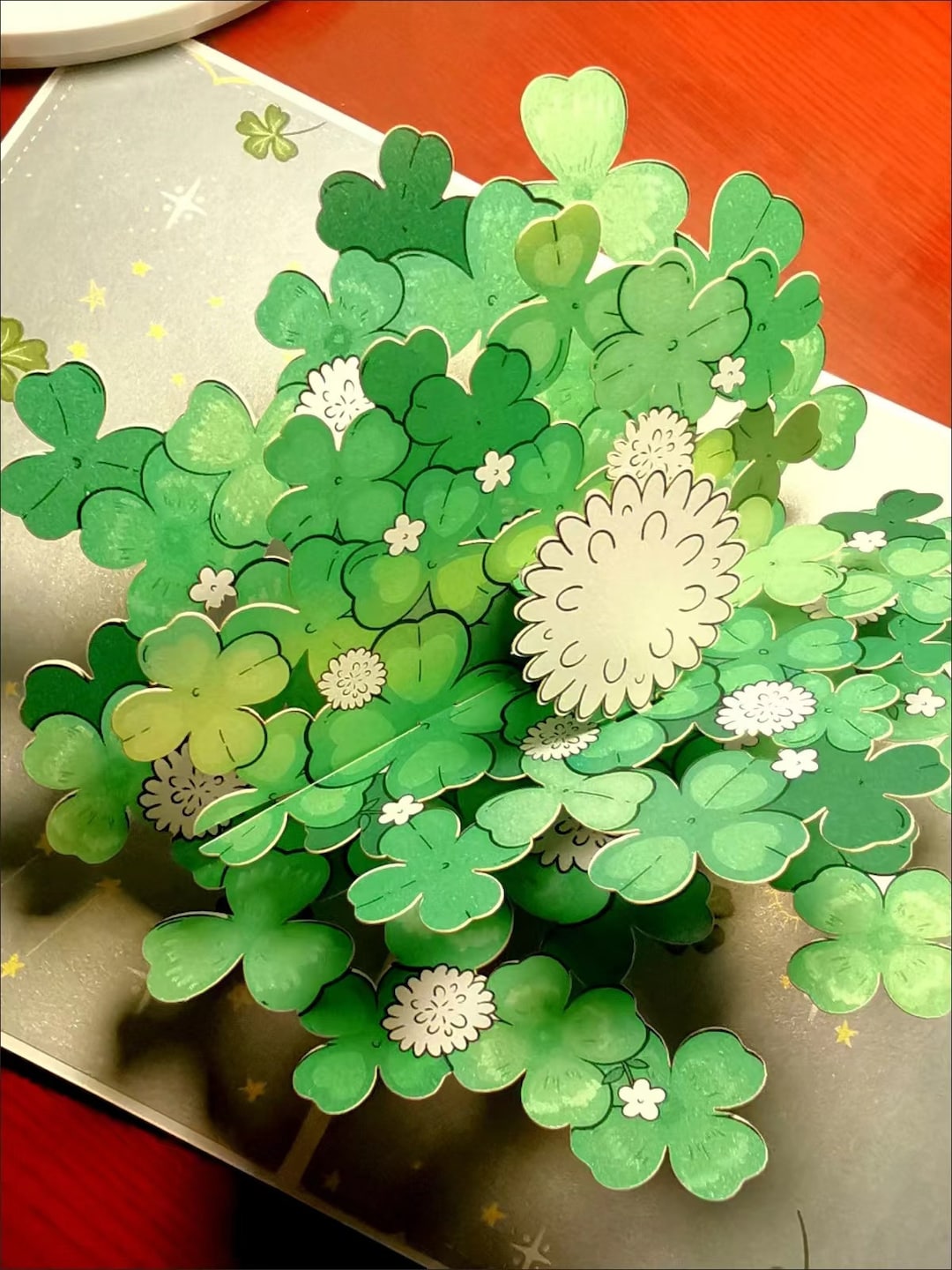 3D Lucky Four-leaf Clover Birthday Card, Foldable Exquisite Handwritten ...