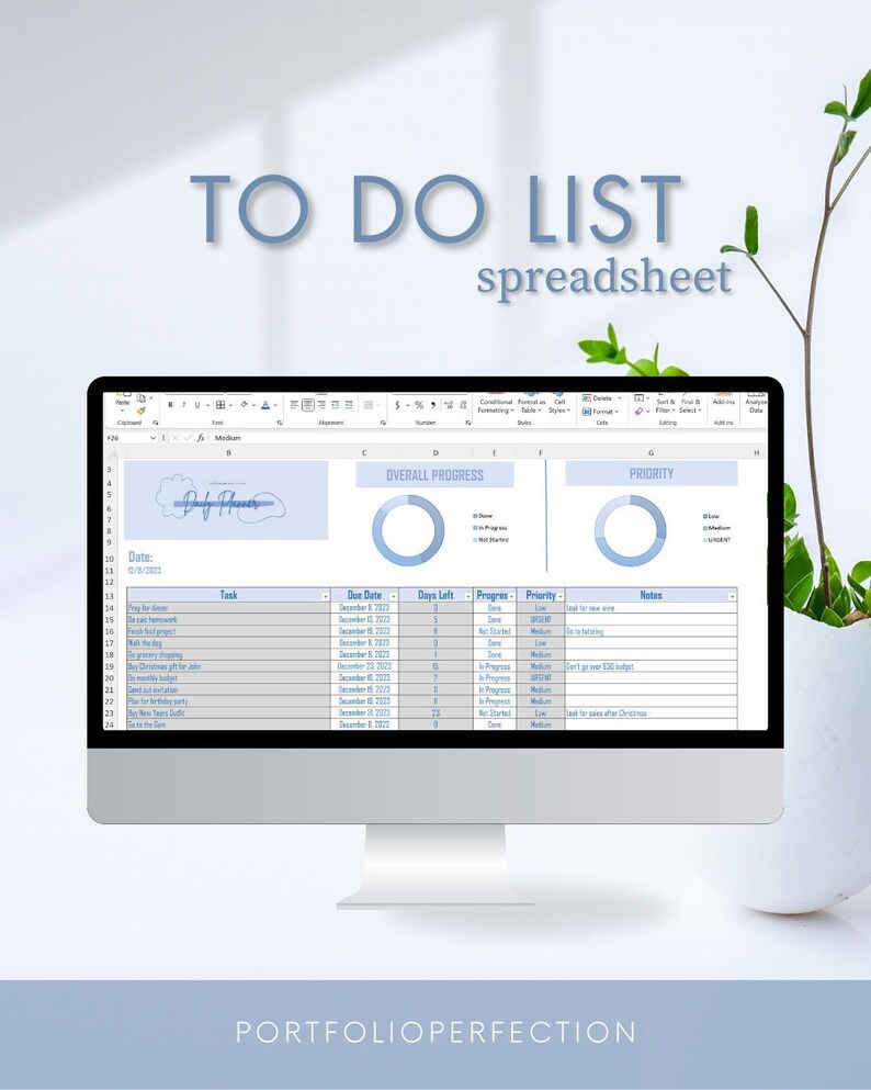 To Do List Template | Excel Planner Spreadsheet | Digit Task Tracker | Aesthetic That Girl ...