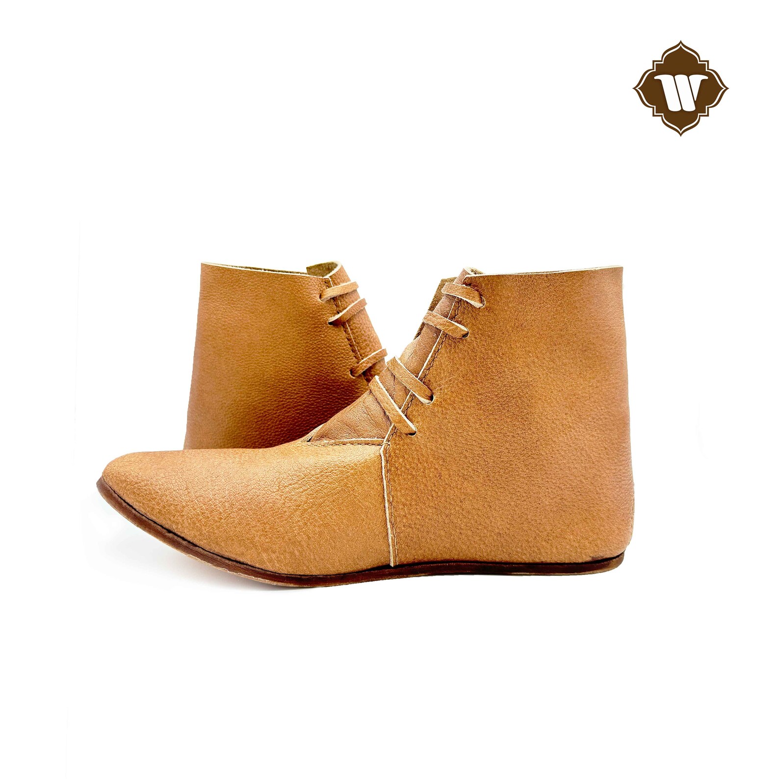 14th Century Side Laced Medieval Ankle Reenactment Handcrafted Leather ...