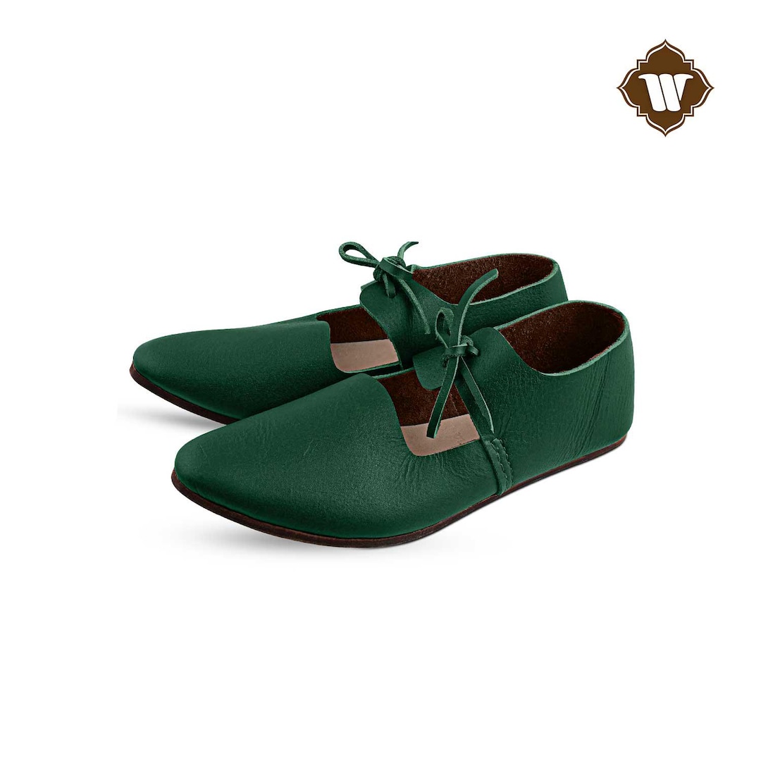 Westland Crafts Medieval Green Renaissance Latchet Shoes Handcrafted ...