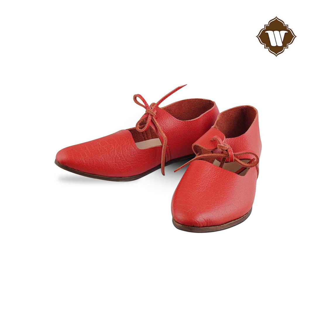 Westland Crafts Medieval Red Renaissance Latchet Shoes Handcrafted 15th ...