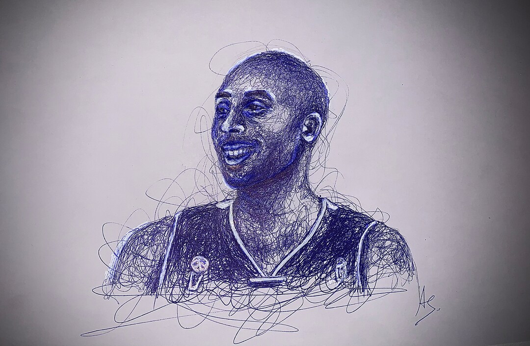 Kobe Bryant Drawed With Blue Pen - Etsy
