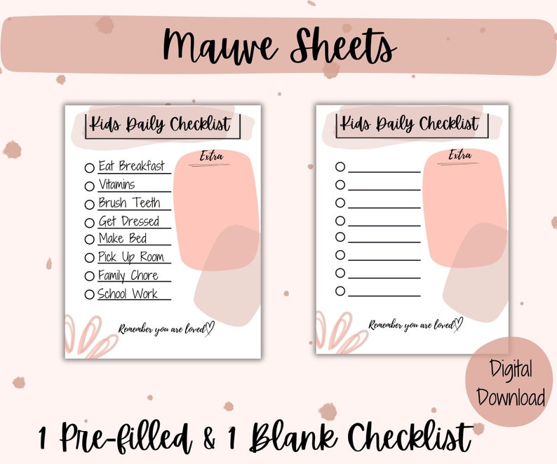 Kids Daily Checklist,customizable Kid Daily Checklist,kids Checklist ...