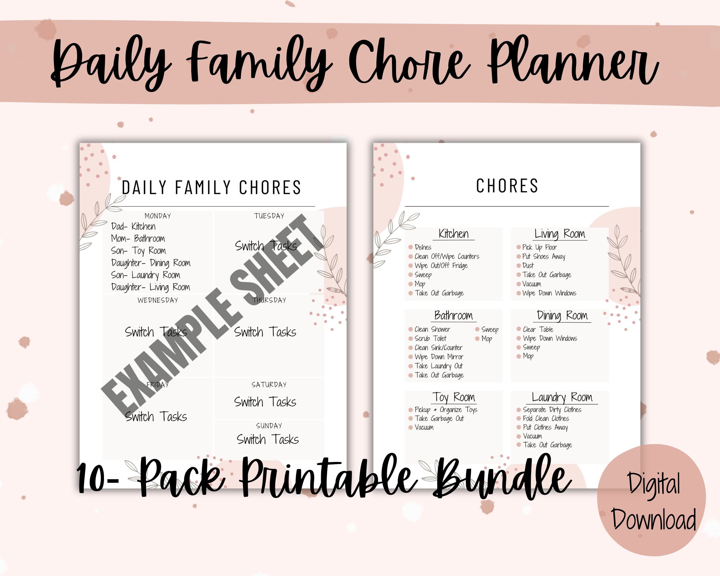 Daily Family Chore Planner, Customizable Family Chore Planner Printable ...