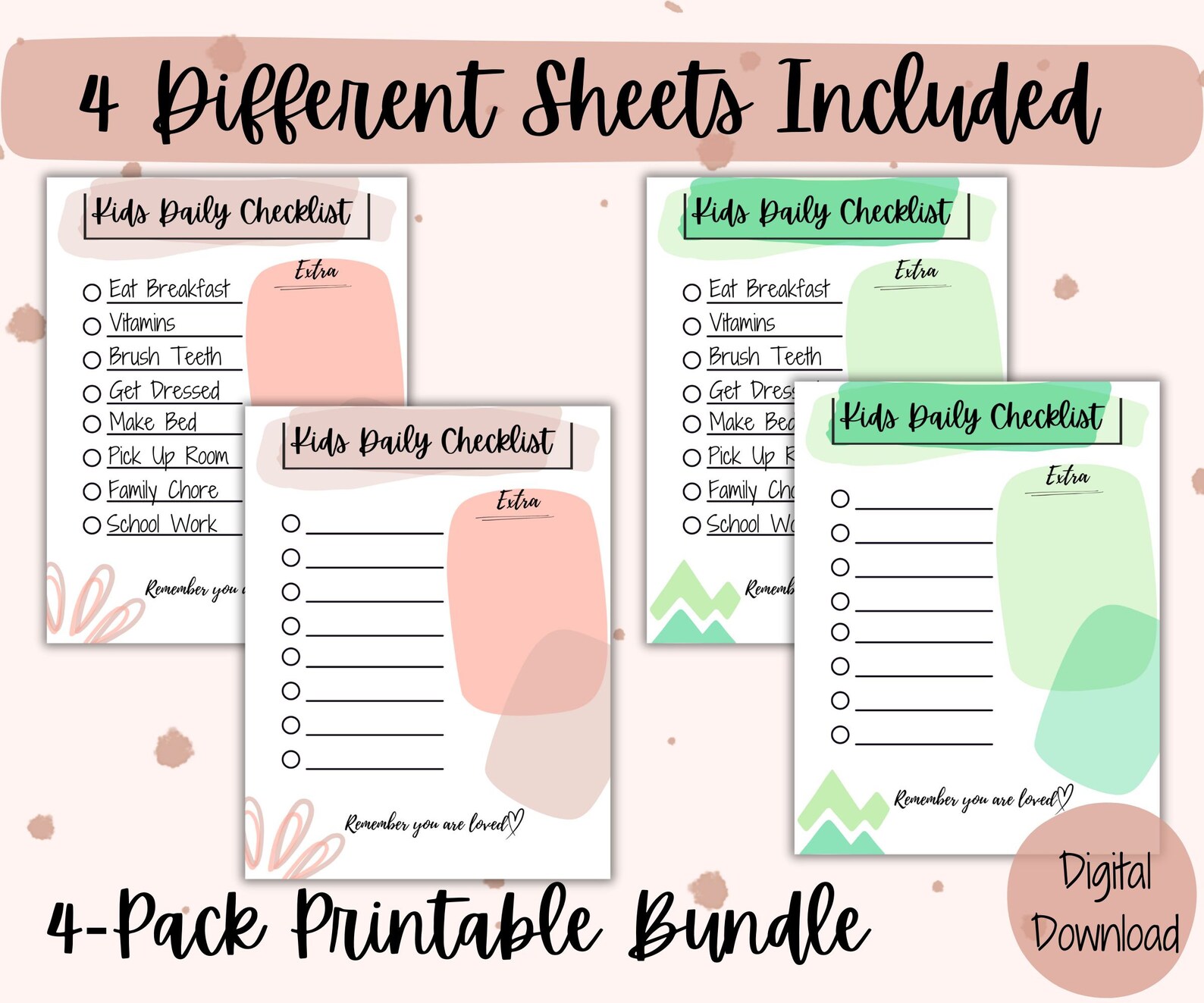 Kids Daily Checklist,customizable Kid Daily Checklist,kids Checklist ...