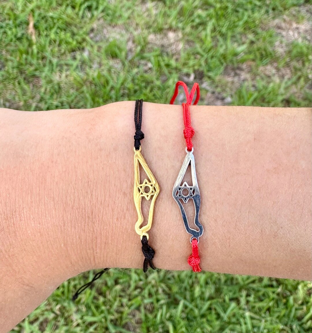 Map of Israel Bracelet With Red String Israel Bracelet Star of David ...
