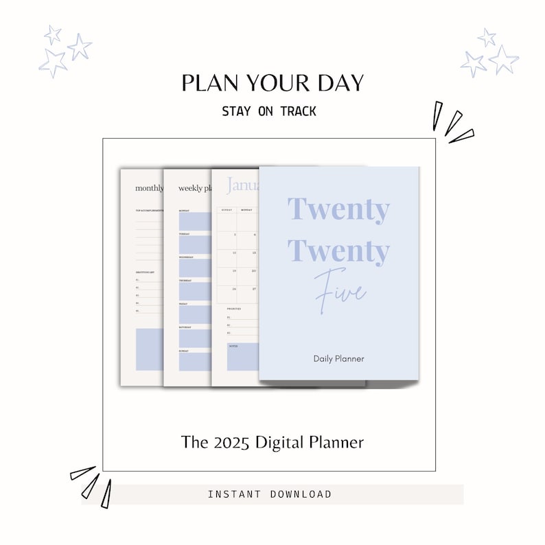 2025 Hyperlinked Digital Planner Bundle, MRR and PLR, Canva Crash ...